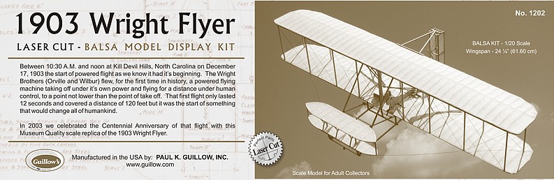 Guillows 1903 Wright Flyer Display Model Airplane Kit 1202 for sale ...