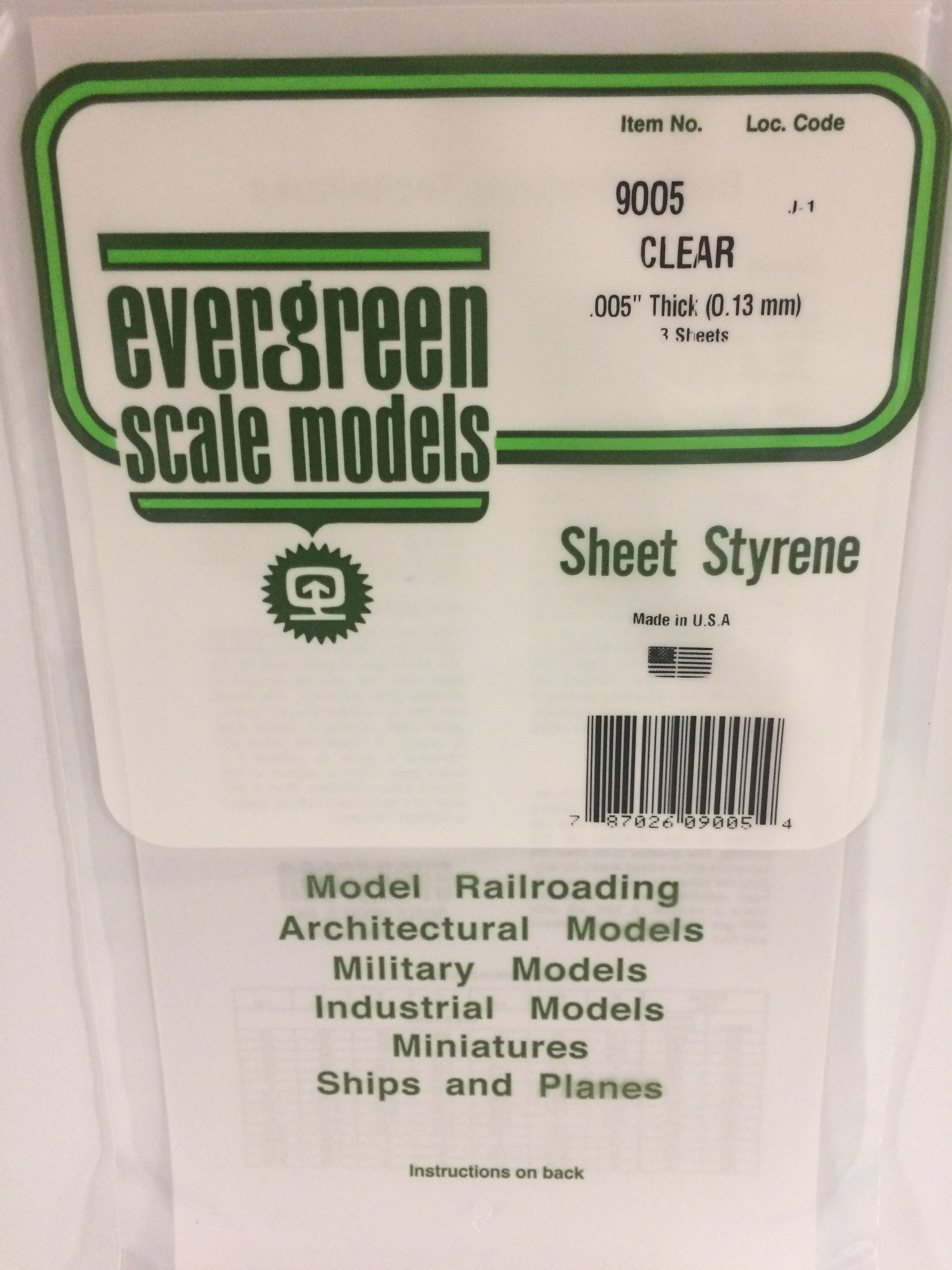 Evergreen Scale Models 9005 .005" x 6" x 12" Clear Sheets (Pack of 3 ...